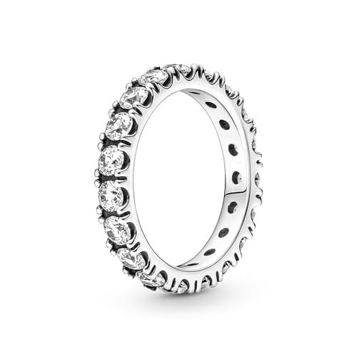 Pandora Sparkling Row Eternity Ring - Sterling Silver Ring for Women - Layering or Stackable Ring - Gift for Her - Sterling Silver with Clear Cubic Zirconia - Size 7