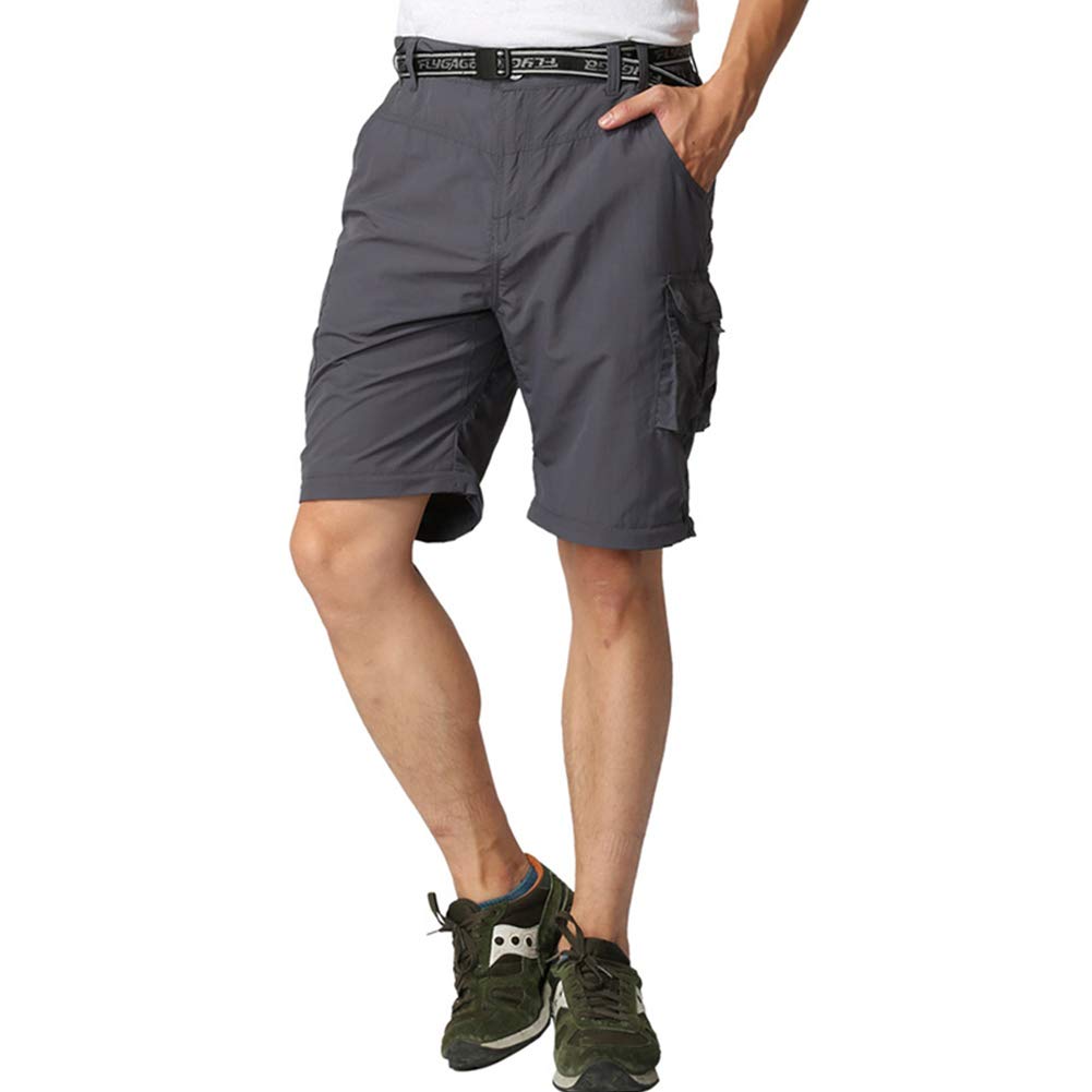 JOMLUN Men’s Hiking Pants Zip Off Cargo Pants Lightweight Quick Dry Convertible Outdoor Shorts Gray