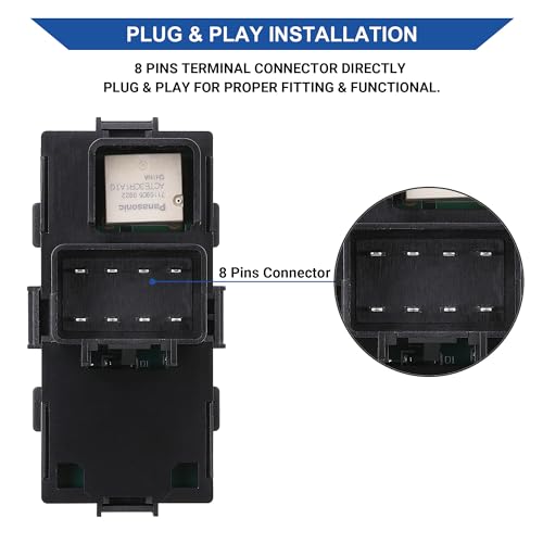 Obaee 2pcs Passenger Power Window Switch Control Button, Compatible with 2008-2011 Chevrolet HHR/2007-2013 Chevrolet Silverado/Suburban/GMC Sierra/Yukon/Buick Lucerne, Replaces 25877776 22895545