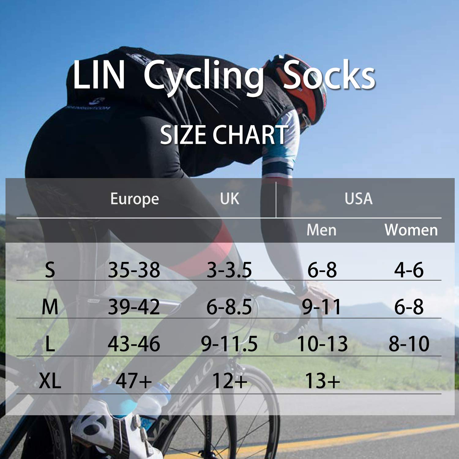 LIN Men's Cycling Socks -Moisture Wicking Athletic Crew Socks for Mountain Road Bike 1 Pack