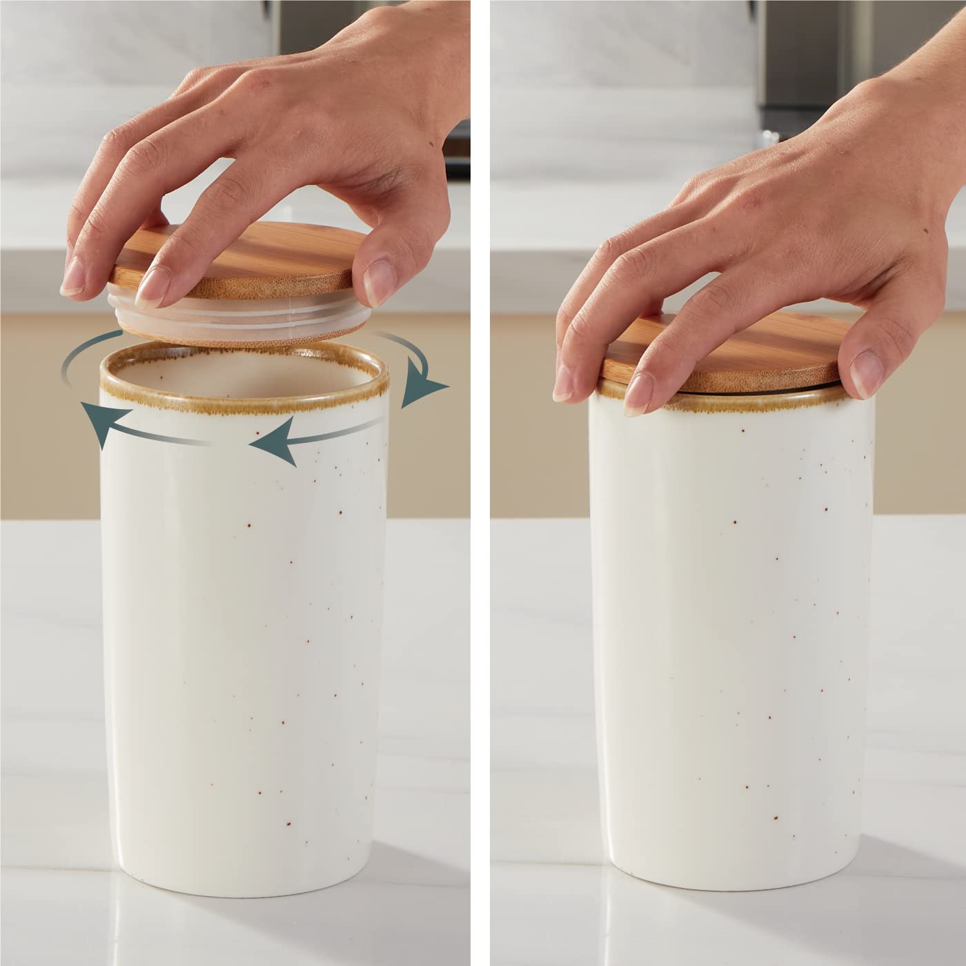 ONEMORE 30 oz Pasta Bowls and Ceramic Canisters Bundle