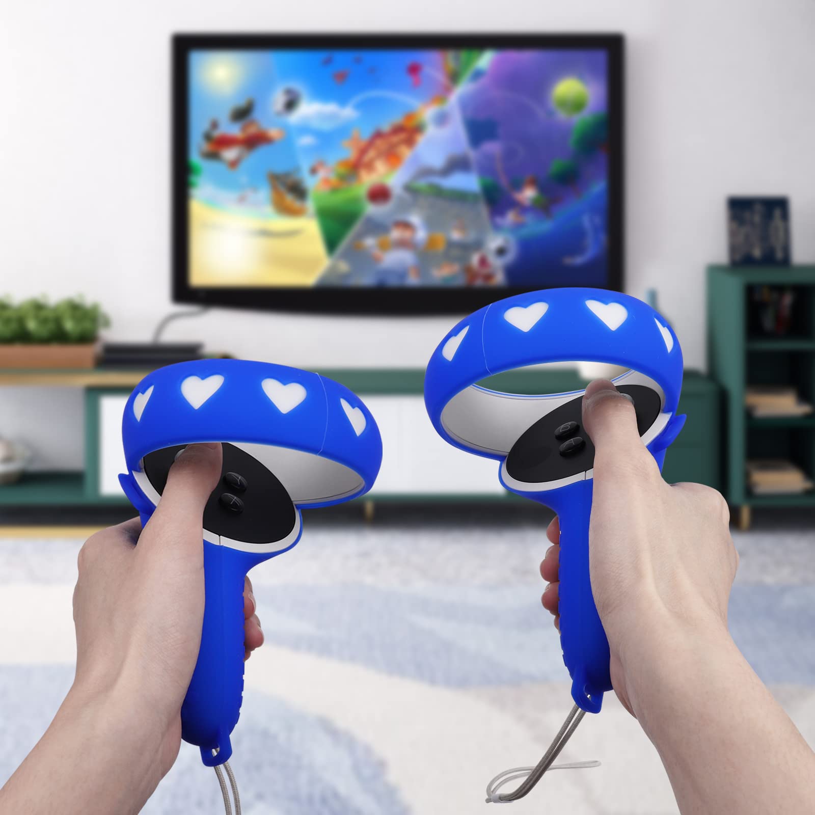 RALAN Quest 2 VR Silicone Accessories kit,VR Silicone face Cover，VR Shell Cover,Quest 2 Touch Controller Grip Cover,Protective Lens Cover,Disposable Eye Cover and 4 thumb grips.