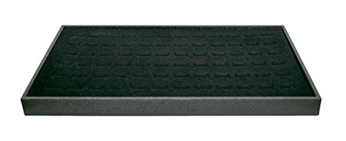 Novel Box Jewelry Stackable Wood Utility Tray in Black + 72 Slot Ring Display Foam Insert in Black + NB Cleaning Cloth