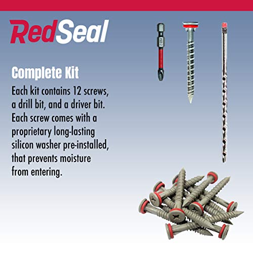 Velocity Concrete Screw Kit with RedSeal Moisture Barrier β Includes 12 High-Performance Concrete Screws, 1 Drill Bit, and 1 Driver Bit (Flat Head, Size 1/4β x 2 1/4β)
