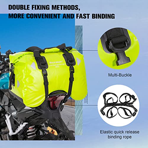 WILD HEART Motorcycle Rear Seat Bag U shape 50L Waterproof Tail Duffel Bag Motorbike Luggage With Strape (Fluorescent green)