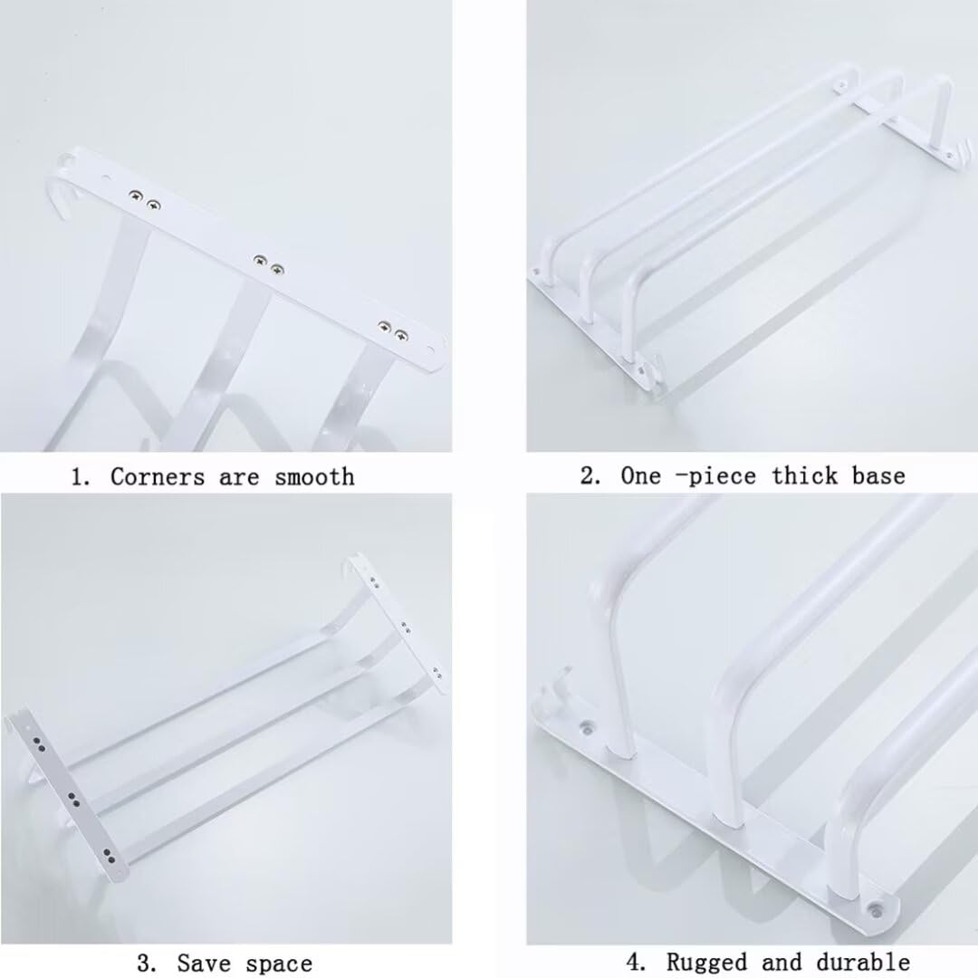 Towel Rails Wall Mounted with 2 Hooks Space Aluminum Towel Rack Bathroom,Towel Holder for Bathroom Hotel Kitchen White 3 Layer 40cm