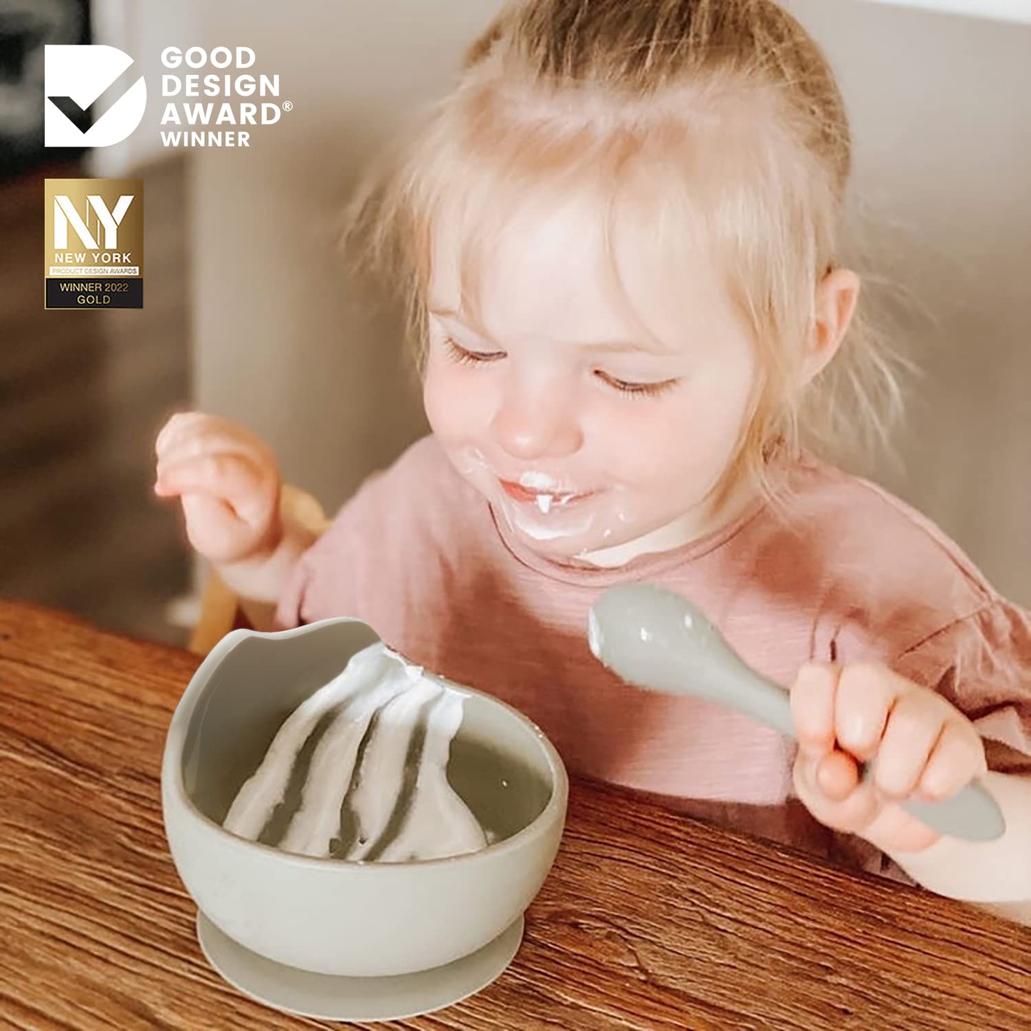 TotAha Silicone Suction Baby Bowl | Inwardly Curved Walls Preventing Dropping | Easy Scooping | Firmly Stick | BPA-Free Non-Slip Design