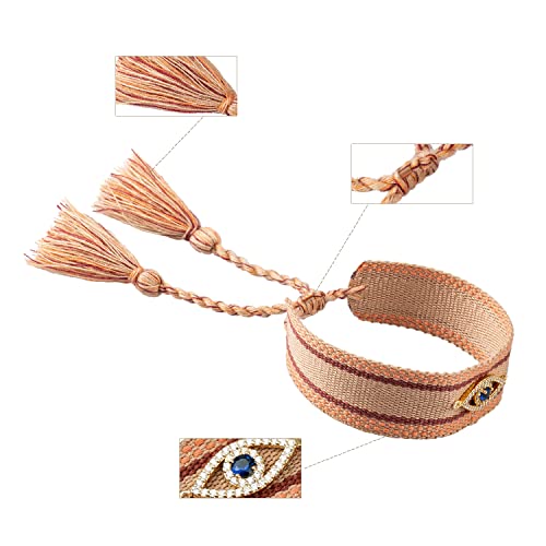 NEWIND Evil Eye Bracelets Woven Friendship Wrap Bracelets Couples Adjustable Braided Bracelets (Black)