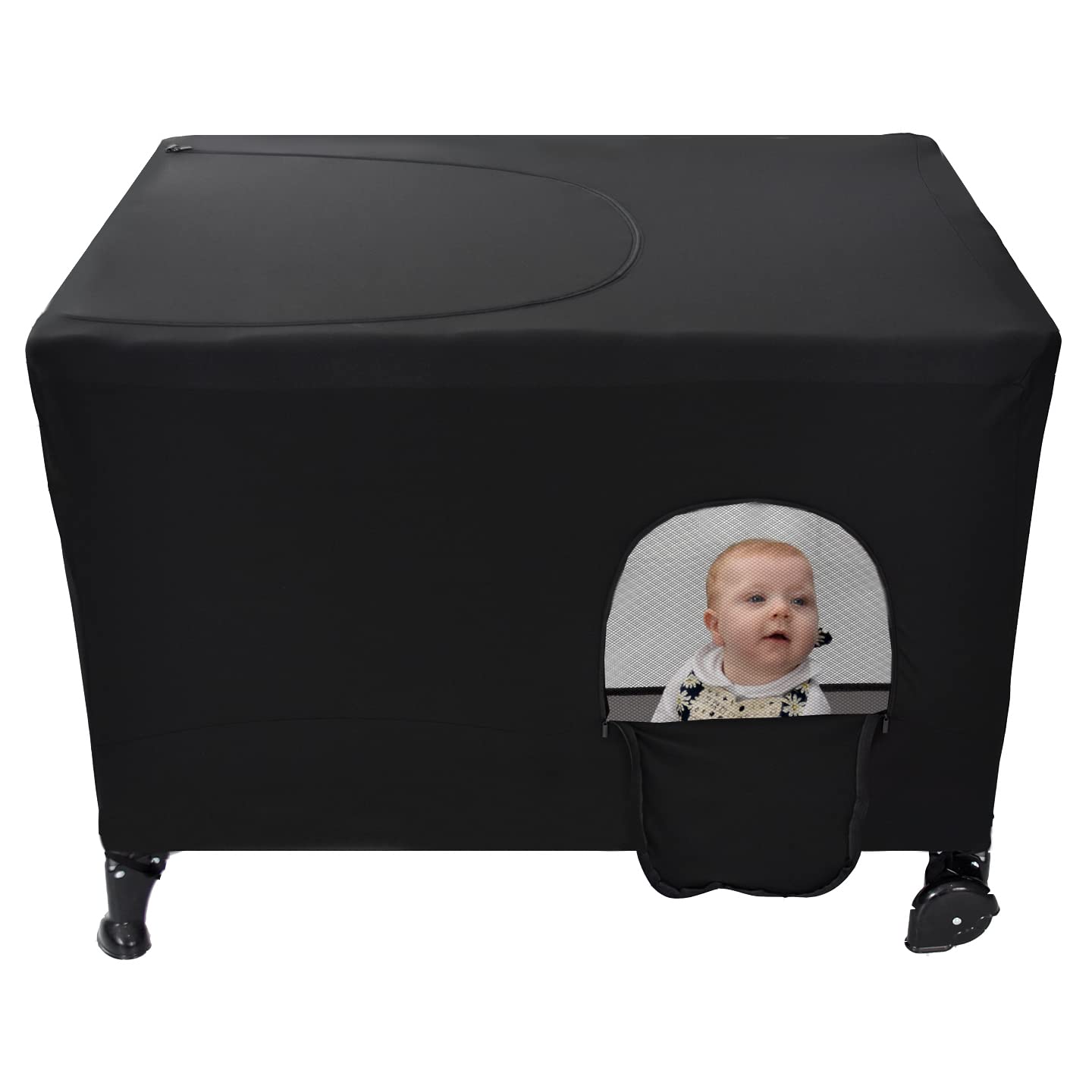 TOP DRAWER BRITISH - Premium Pack N Play Blackout Canopy Tent - Travel Accessories for Crib Cover - with 2 Baby Safety Locks