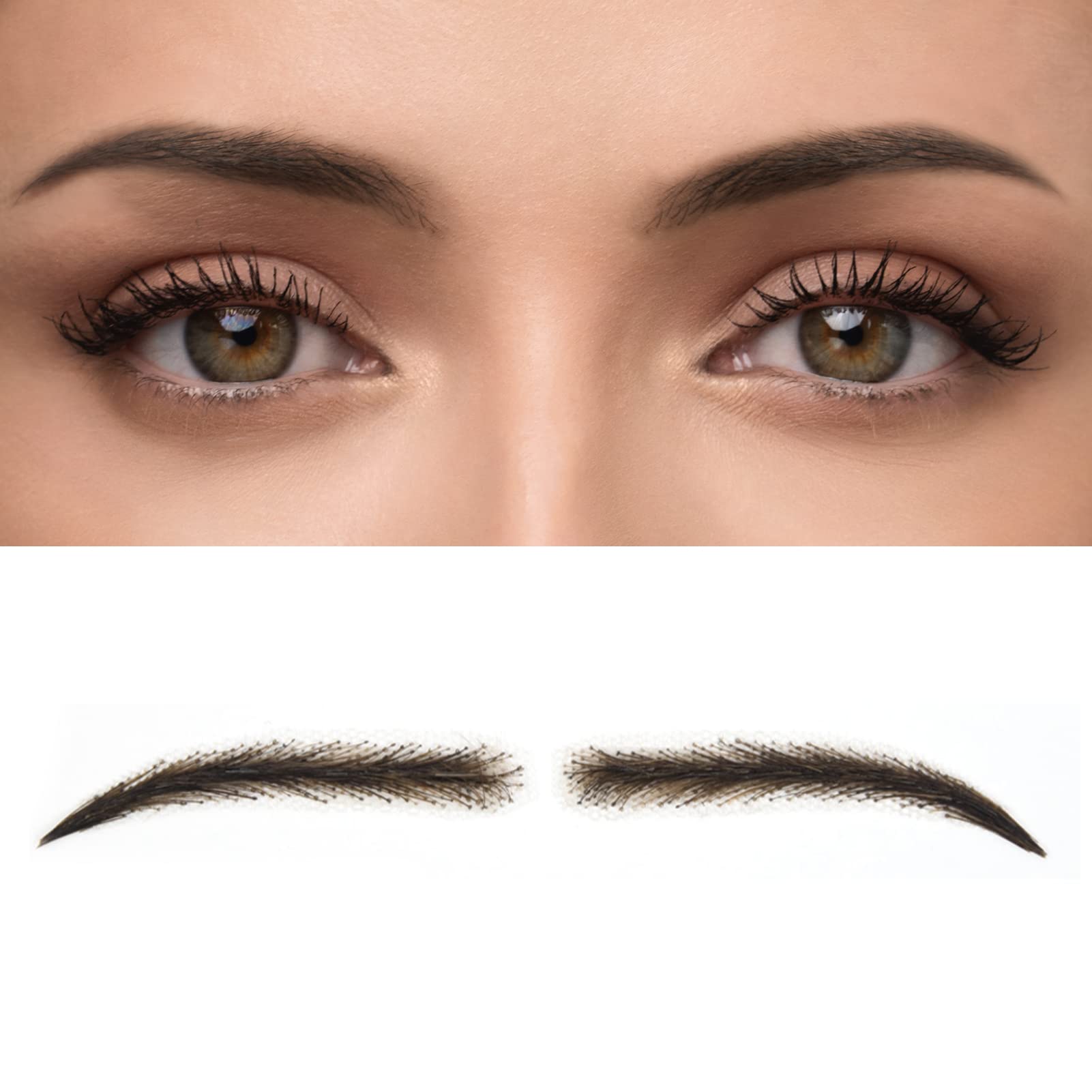 Vlasy One Pair Women Handmade False Eyebrows Human Hair Fake Eye Brows Lace Eyebrows Natural Eyebrows Makeup for Lady(KS-W733-3#)