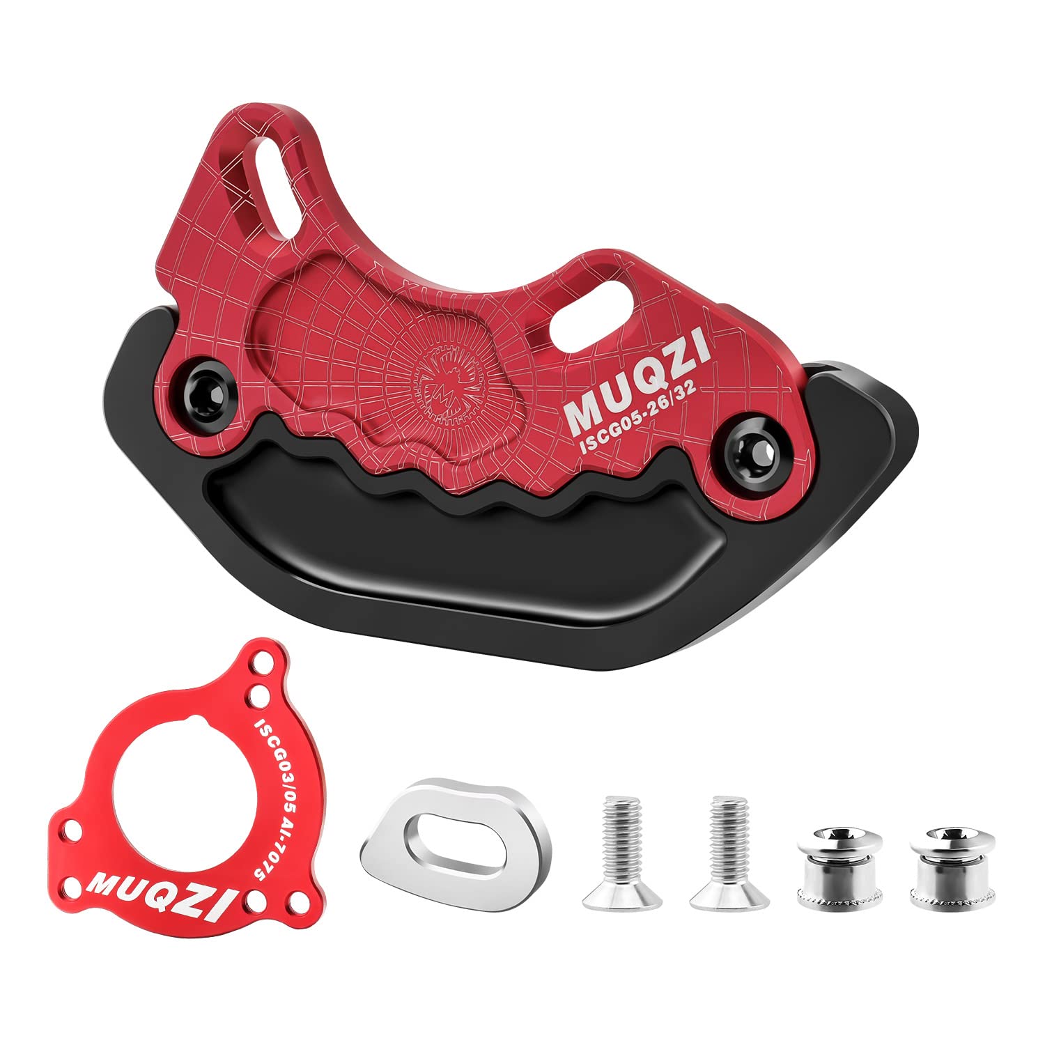 MUQZI Bash Guard, ISCG 03 Mountain Bike Chainring Protector BSA Adapter Included 26-32T, Black