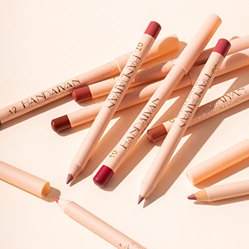 Mrettick 12 Colors Matte Lip Liner Pens Set Long-Lasting Creamy Lip Liner Natural Lip Makeup Soft Pencils Lipstick Set (#1)