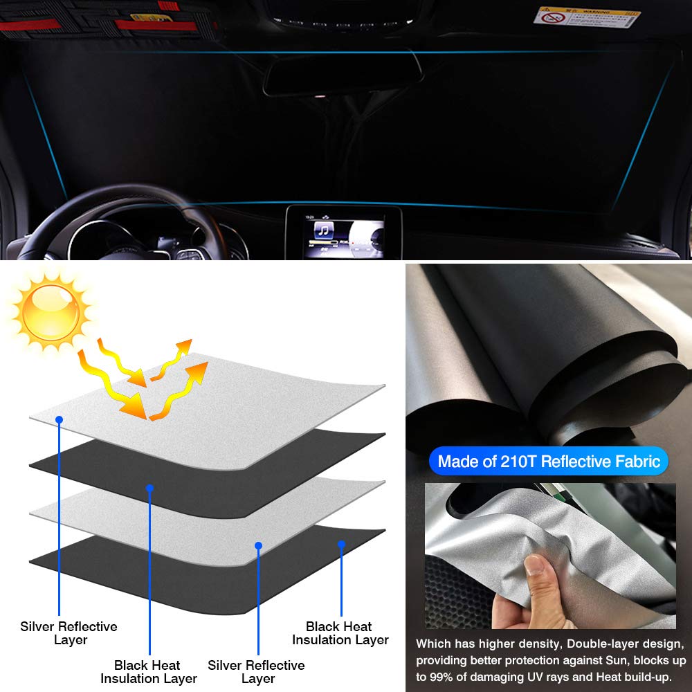 KUST Custom Fit Windshield Sun Shade for 2021-2024 2025 Ford Bronco Sport Accessories Window Sunshade Sun Visor Protector Foldable Blocks UV Rays Keep Your Car Cooler