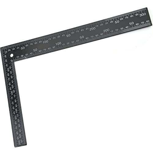 Utoolmart Right Angle Ruler, 200mm × 300mm Carbon Steel L Shape Ruler, 90 Degree Square Tool, Framing Tools for Carpenters, Black