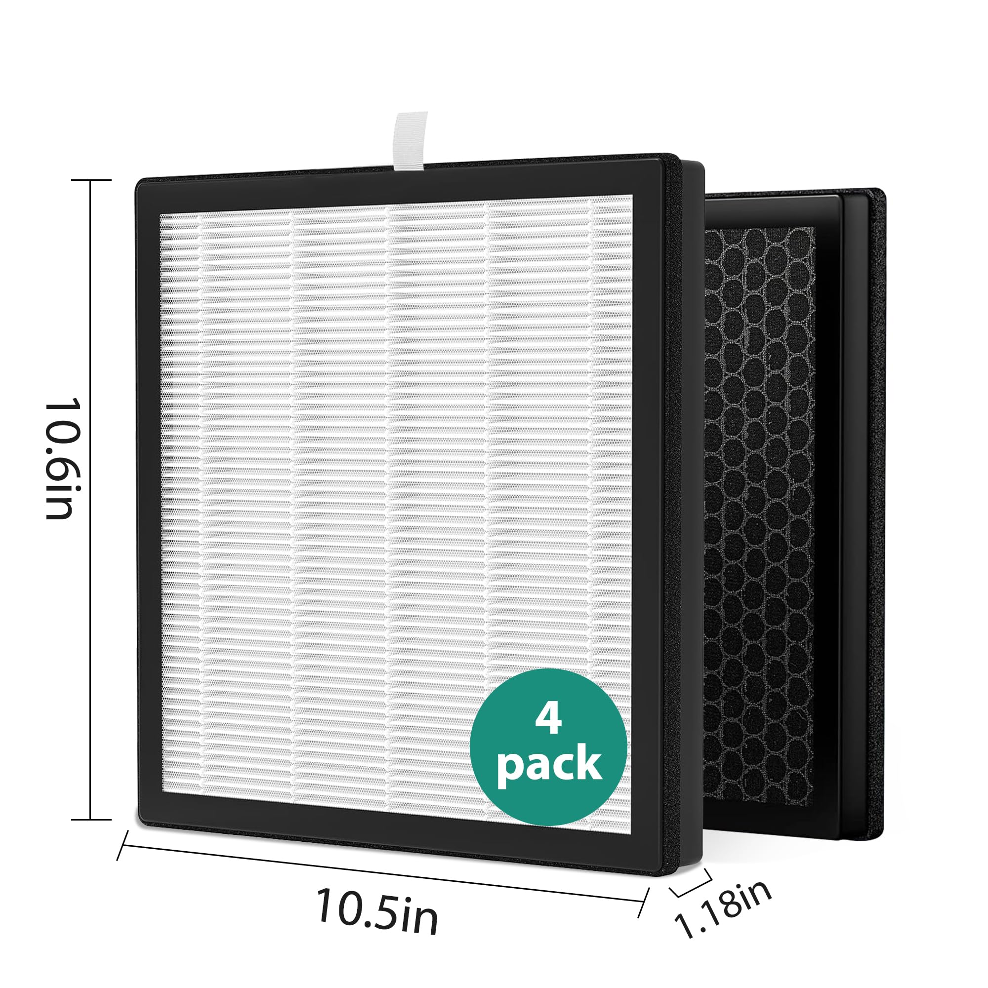 TOMORAL G3 / A3 Replacement Filter Compatible with AMEIFU G3 Air Purifier, also fits VEWIOR A3 & Tailulu HQZZ-260, 3-in-1 True HEPA Filter, Activated Carbon and Pre-Filter, 4-Pack