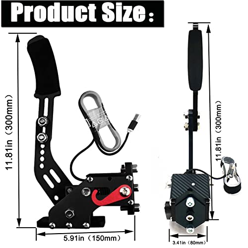 Obokidlyamor 3-IN-1 Upgrade Version For PS4/PS5/PC USB Handbrake Support G29 Compatible With PS4/PS5 For Sim Racing Games Sim Rig,Black,Without Clamp