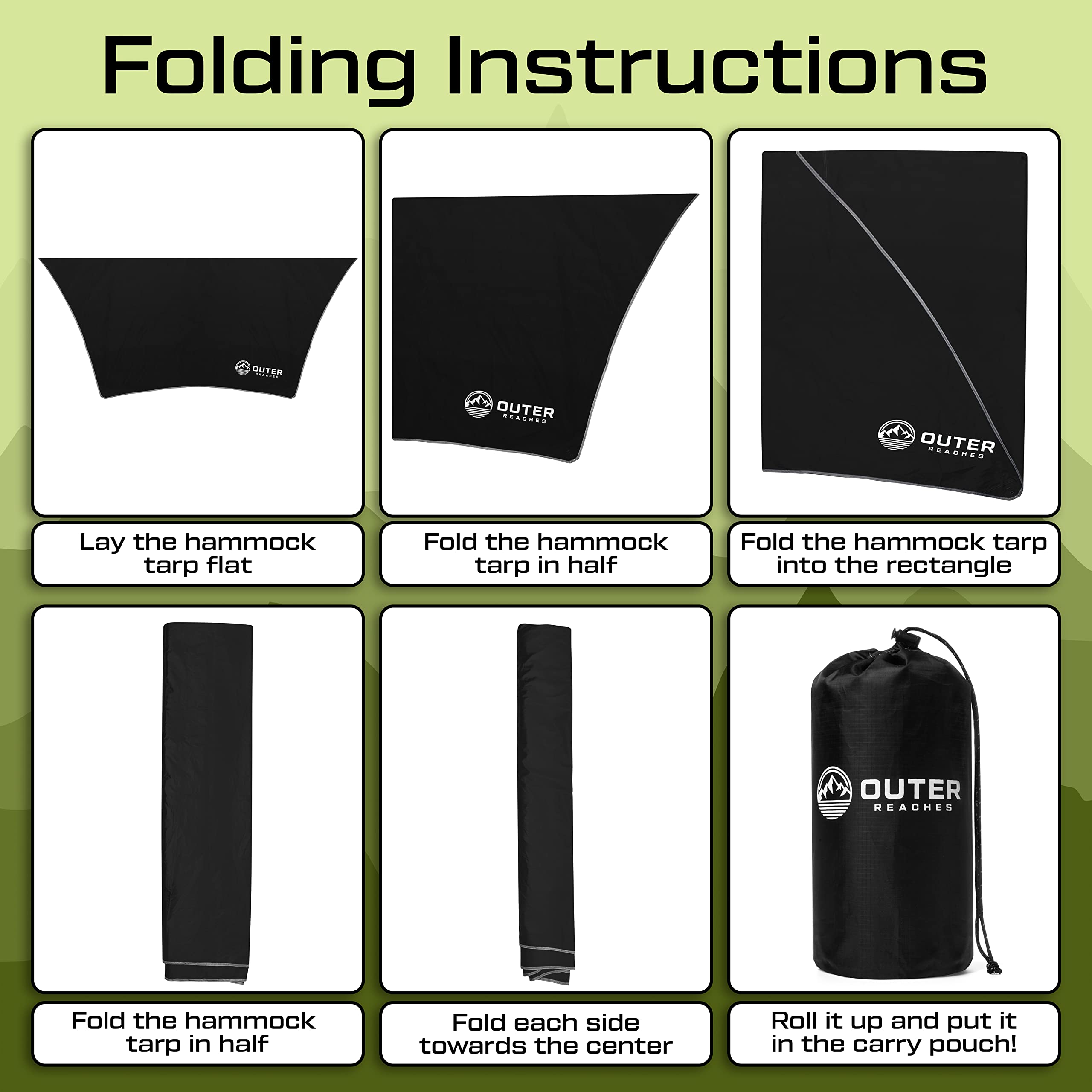 Outer Reaches Camping Tent Tarp - Must Have Hammock Rain Fly for Camping - Heavy Duty Waterproof Hammock Tarp - Improved Quick Setup with Included Stakes and Carry Bag