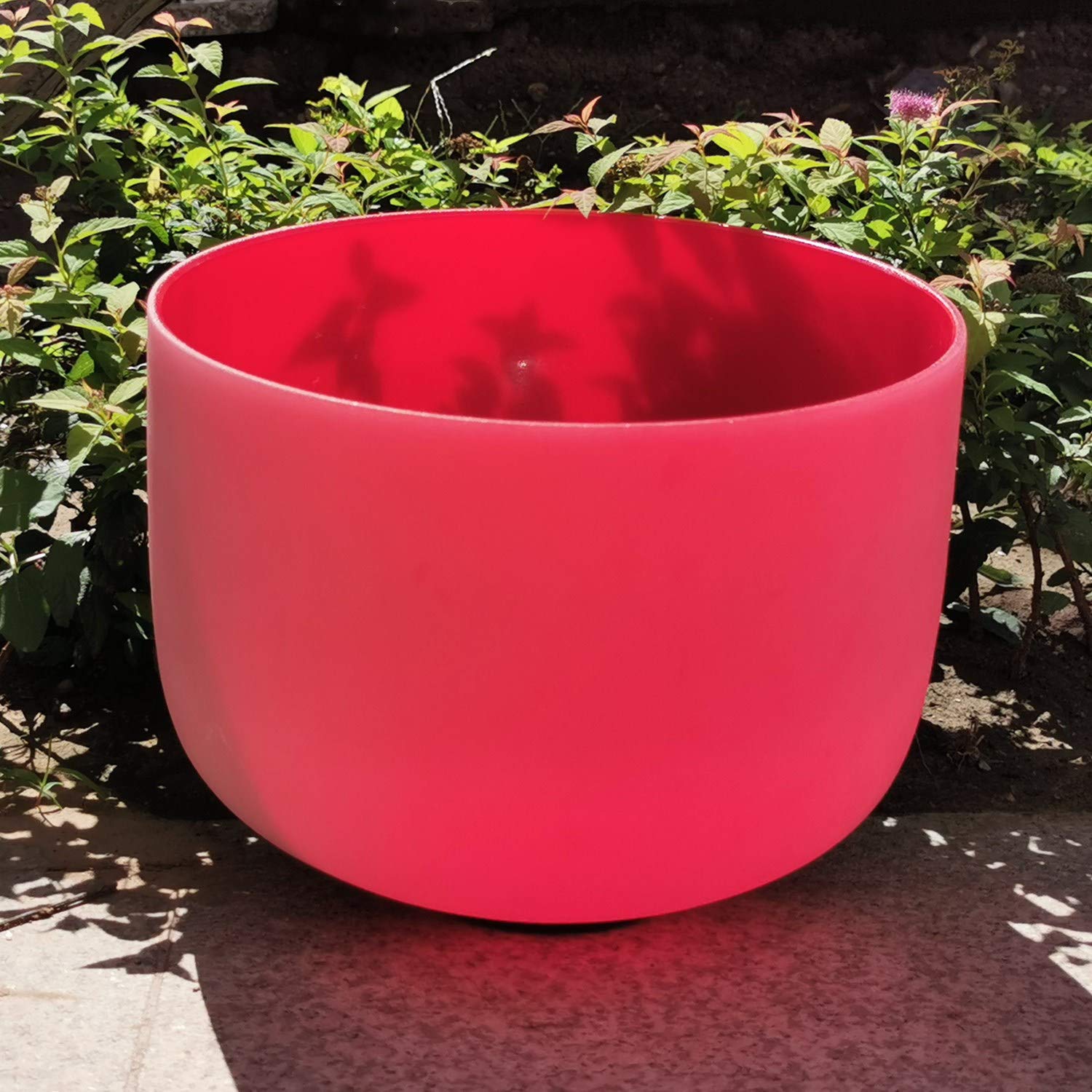 KVKA Quartz Crystal Singing Bowl Root Chakra C Note Frosted Sound Healing 12 Inch Red Color With Carrying Case