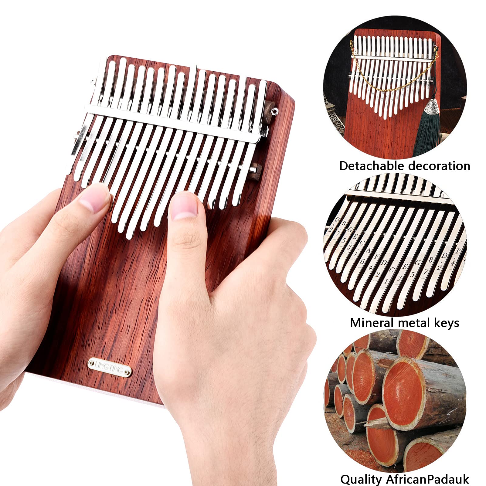 LingTing Kalimba 17 keys Thumb Piano Mbira Finger Piano Gift for Kids Adult Beginners Professional(LT-K17A,wind whisperer)