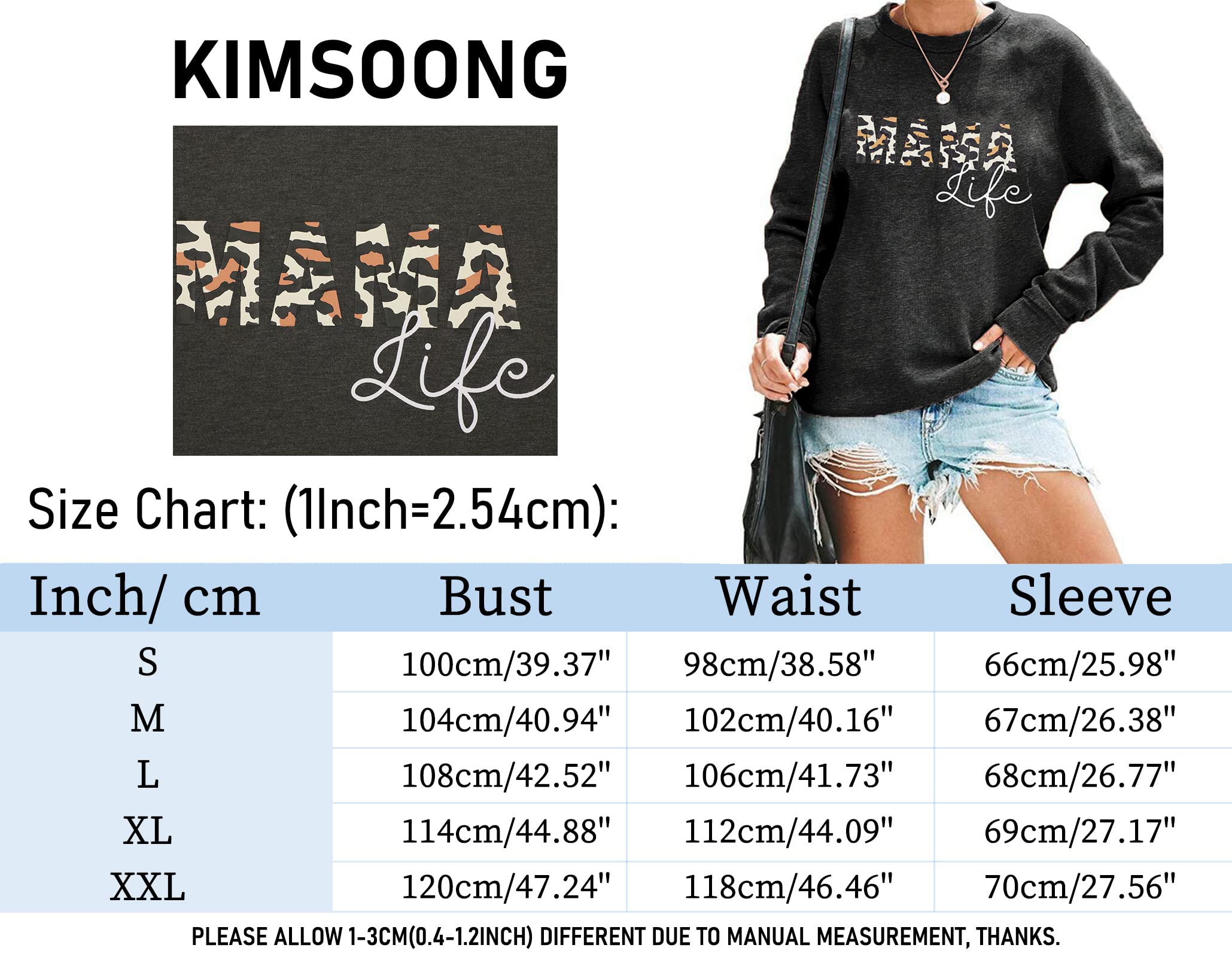 Mama Life Sweatshirt Women Leopard Print T Shirt Mom Mode Lightweight Pullover Blouse Mother Gift Long Sleeve Tee Top Gray