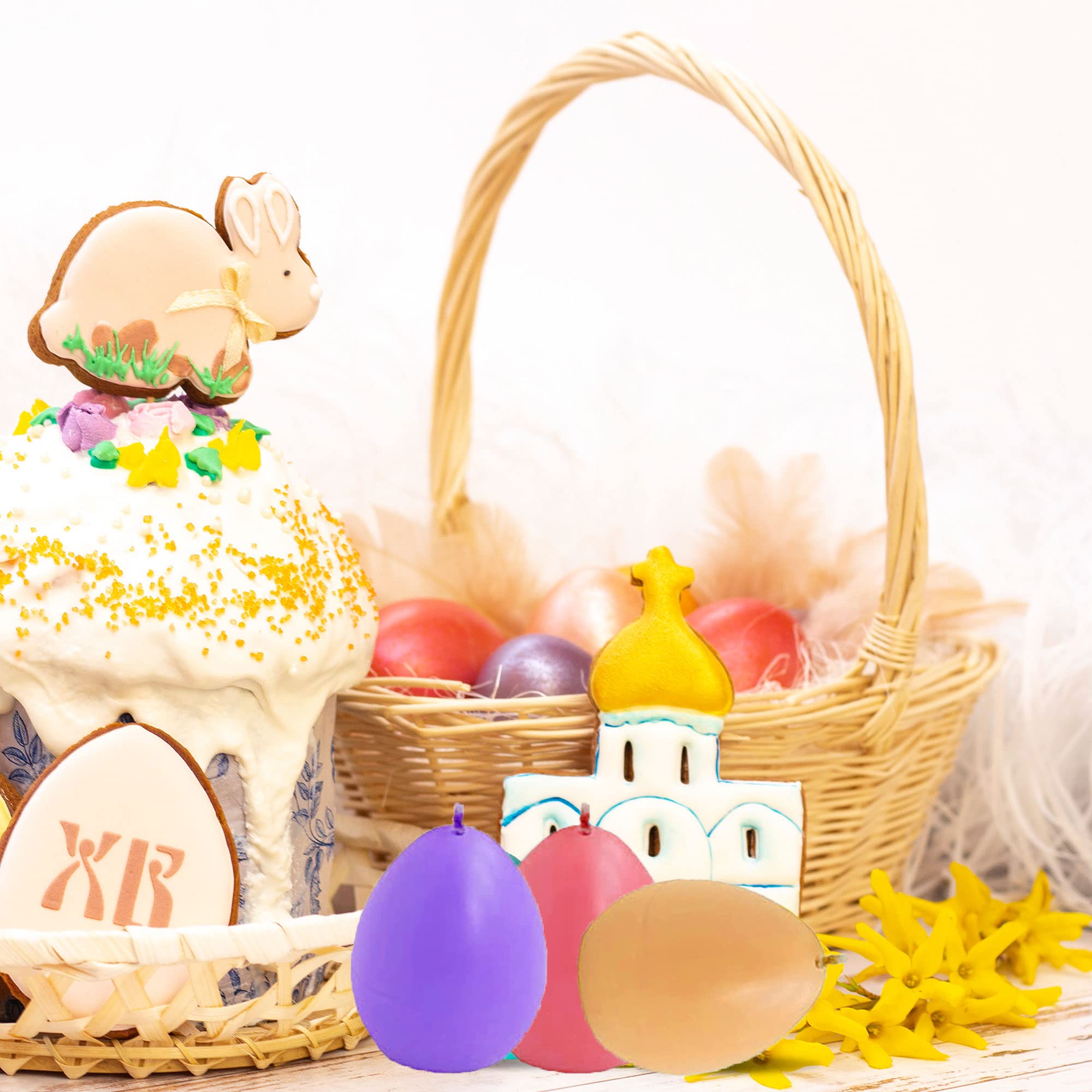 ONNPNN 8 Cavity Easter Egg Silicone Mold, Egg Shape Chocolate Candy Fondant Molds, 3D Food Shape French Dessert Moulds, Creative Easter Eggs Ice Cube Baking Tray for Soap Resin Lotion Bar