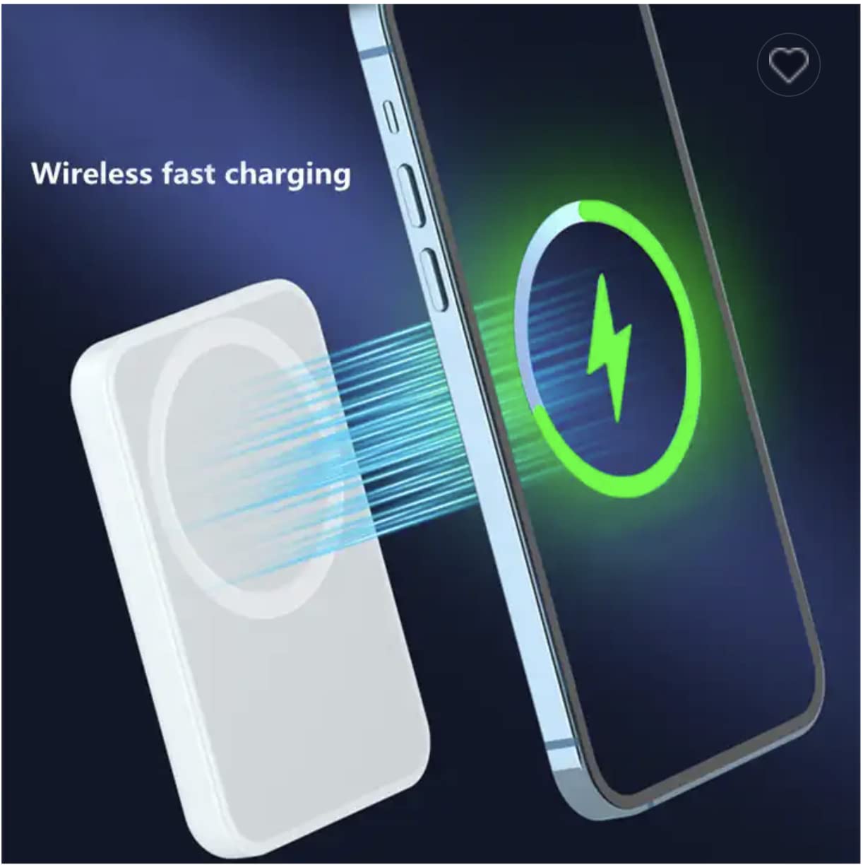 Magnetic Wireless Charging Portable Power Bank, Small and Light Charger 5000mAh Backup Battery Pack Compatible for iPhone (Includes Charging Adapter)