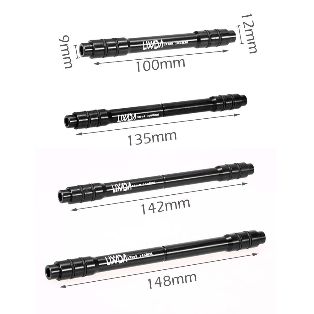Lixada Mountain Bike Bicycle 12mm to 9mm QR Adapter Thru Axle Hub Quick Release 142mm Bicycle Front Wheel Hub Adapter