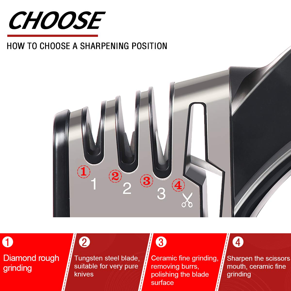 Knife Sharpener,DOXILA Kitchen Knife Sharpener 4 Stage Knife Sharpening Tools Help Helps Repair Restore and Polish Blades,Scissors also can be Sharpened