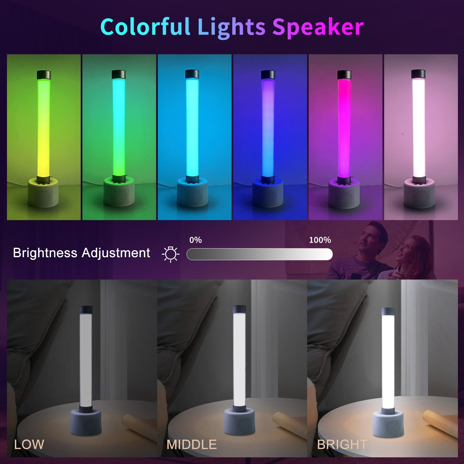 Junbig Led Bluetooth Speaker, Light Up Bluetooth Speaker, Portable Bluetooth Speaker with Lights, Color Changing Speaker with Playing Music, Suitable for Desktop Computers, laptops