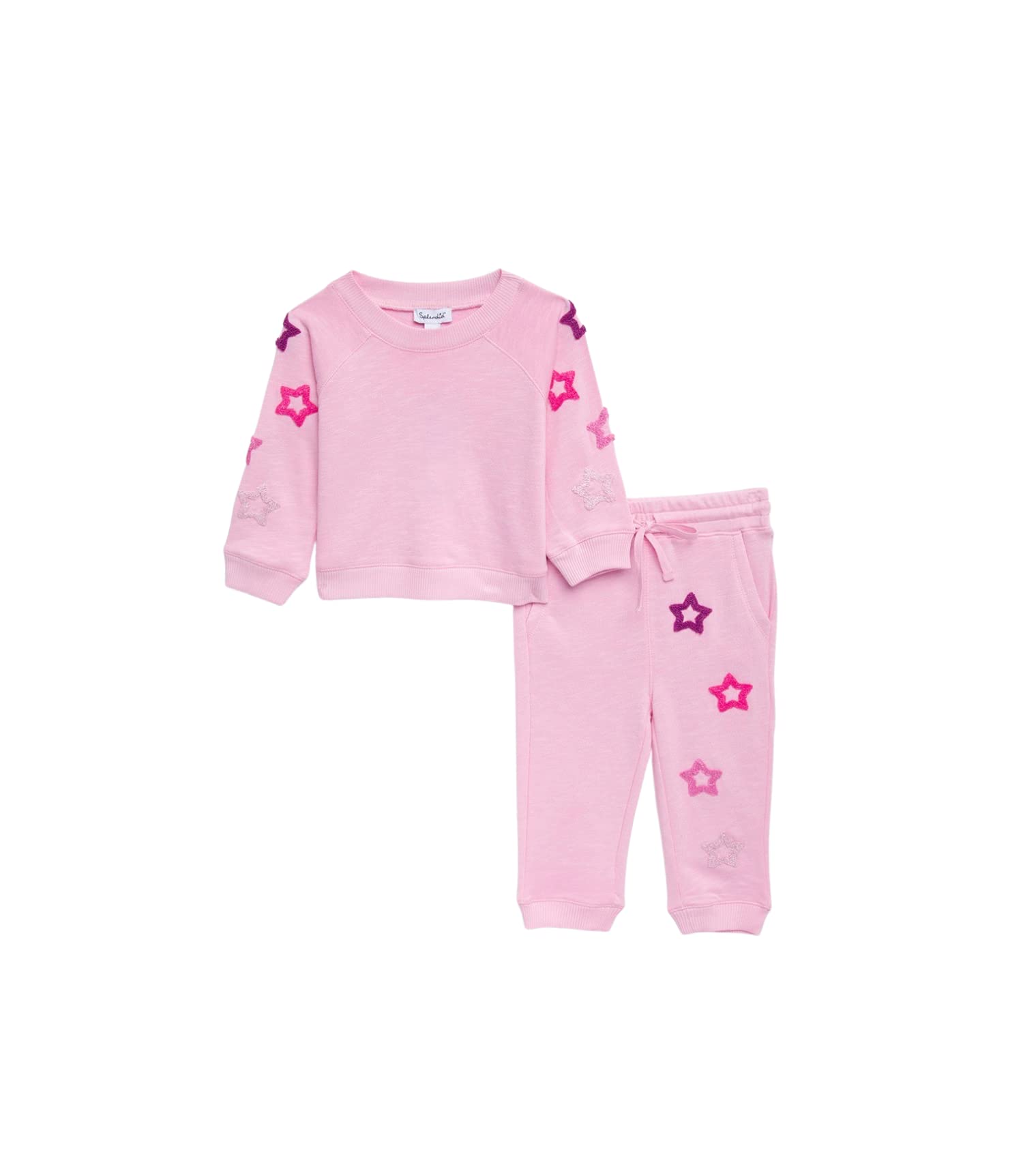 Splendid Baby Girls Open Heart Jogger Long Sleeve Set For, Pink Candy, 4 US