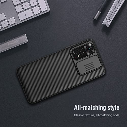 XiaoMi RedMi Note 11 (4G) Case with Camera Cover,Slim Fit Thin Polycarbonate Protective Shockproof Cover with Slide Camera Cover, Upgraded Case for XiaoMi RedMi Note 11 (4G) (Black)