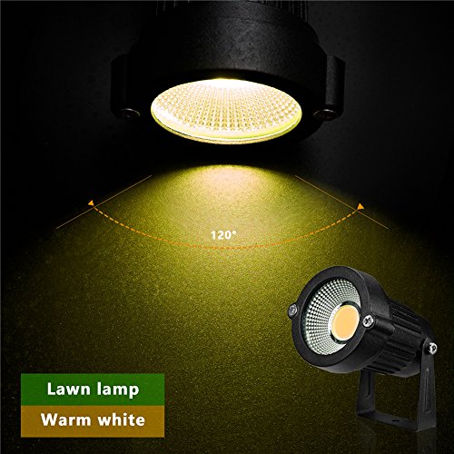 Z Outdoor Landscape LED Lighting 5W Waterproof Graden Lights COB Led Spotlights with Spiked Stand for Lawn Decorative Lamp US 3- Plug 3500K Warm White Lights (2 Packs)