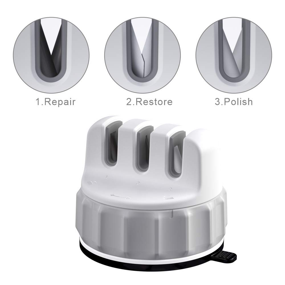 Knife Sharpener with Golden Angle for Sharp Sharpening - One Hand Operation for Safe & Effortless Use - Easy to Store, Easy to Take-off - Ideal for Kitchen, Workshop, Craft Rooms - by KITCHENDAO