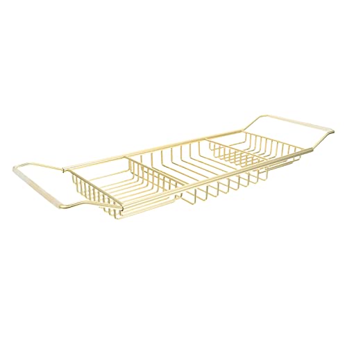 STOBOK Bathtub Tray Expandable Stainless Steel Over Bath Tub Racks Bathroom Shelf Organizer for Home Gold
