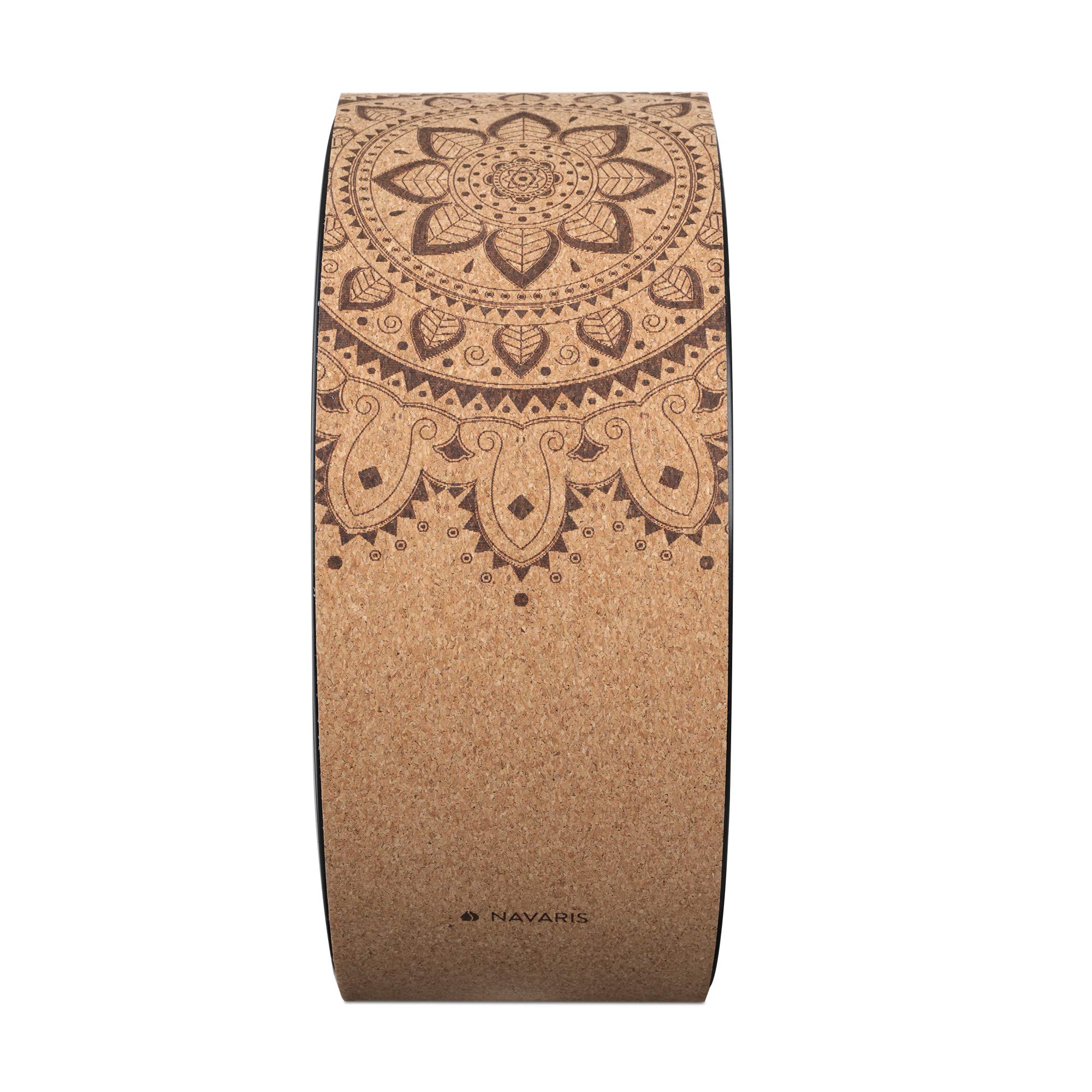 Navaris Cork Yoga Wheel - Prop for Stretching, Flexibility, Back Bends - Helps Deepen Poses and Stretch Back, Shoulders, Chest - 13" (33cm) Diameter