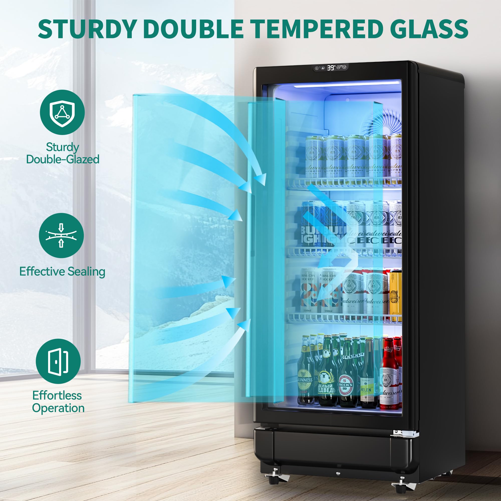 YITAHOME 6 CU.FT. Commercial Beverage Display Refrigerator with Single One Glass Door, Drink Beer Fridge Cooler for Office Garage Bar Gym with Locking, Led & 2 Keys