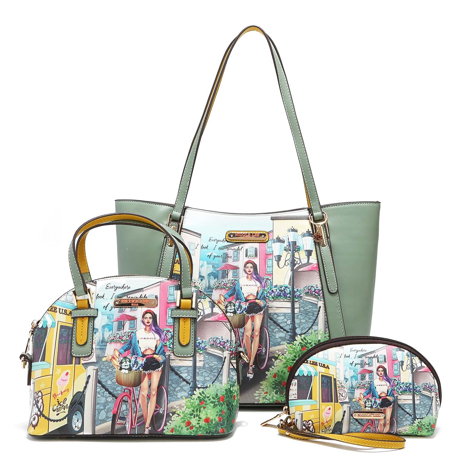 Nicole Lee Cozy Street In Milan 3 Piece Set (Shopper, Mini Satchel, Pouch)