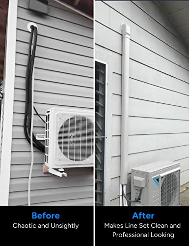 Toutgood 5'' 14Ft Mini Split Line Set Cover for Ductless Air Conditioners and Heat Pumps Systems Tubing Decorative, Upgraded UV-Proof Strong&Durability PVC Pipe