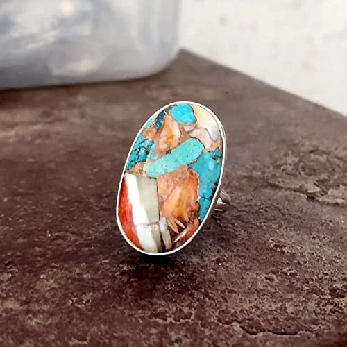 Oyster Copper Turquoise Oval Shape Gemstone Ring/Natural gemstone Ring fine jewelry Ring gemstone ring Lovely Gemstone Ring Wholesale bulk gemstone ring -1830 (9.5)
