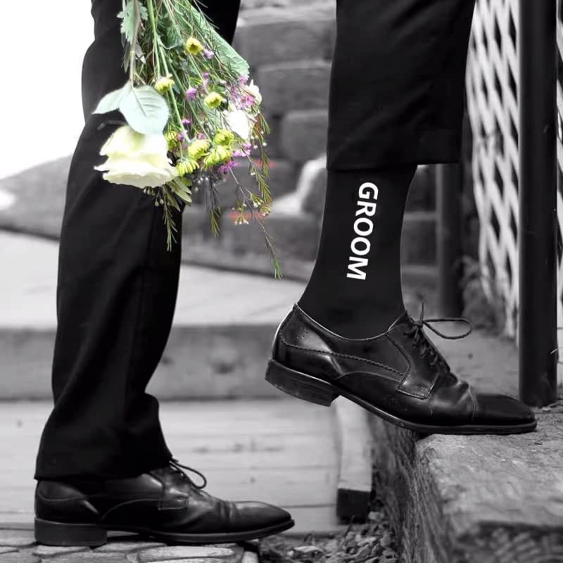 PartyGifts&Beyond 7Packs Groomsmen Socks,Groom Socks and Best Man Socks Perfect Proposal Gift Socks for Bachelor Party(Bold), 6