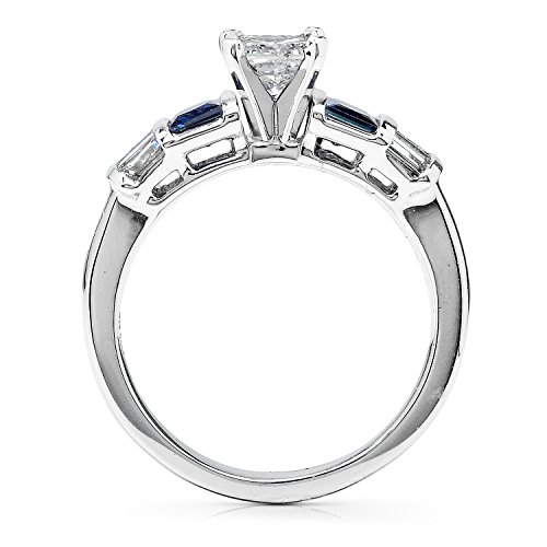 Kobelli Blue Sapphire & Diamond Wedding Rings Set 1 1/4 Carat (ctw) In 14k White Gold, Size 8