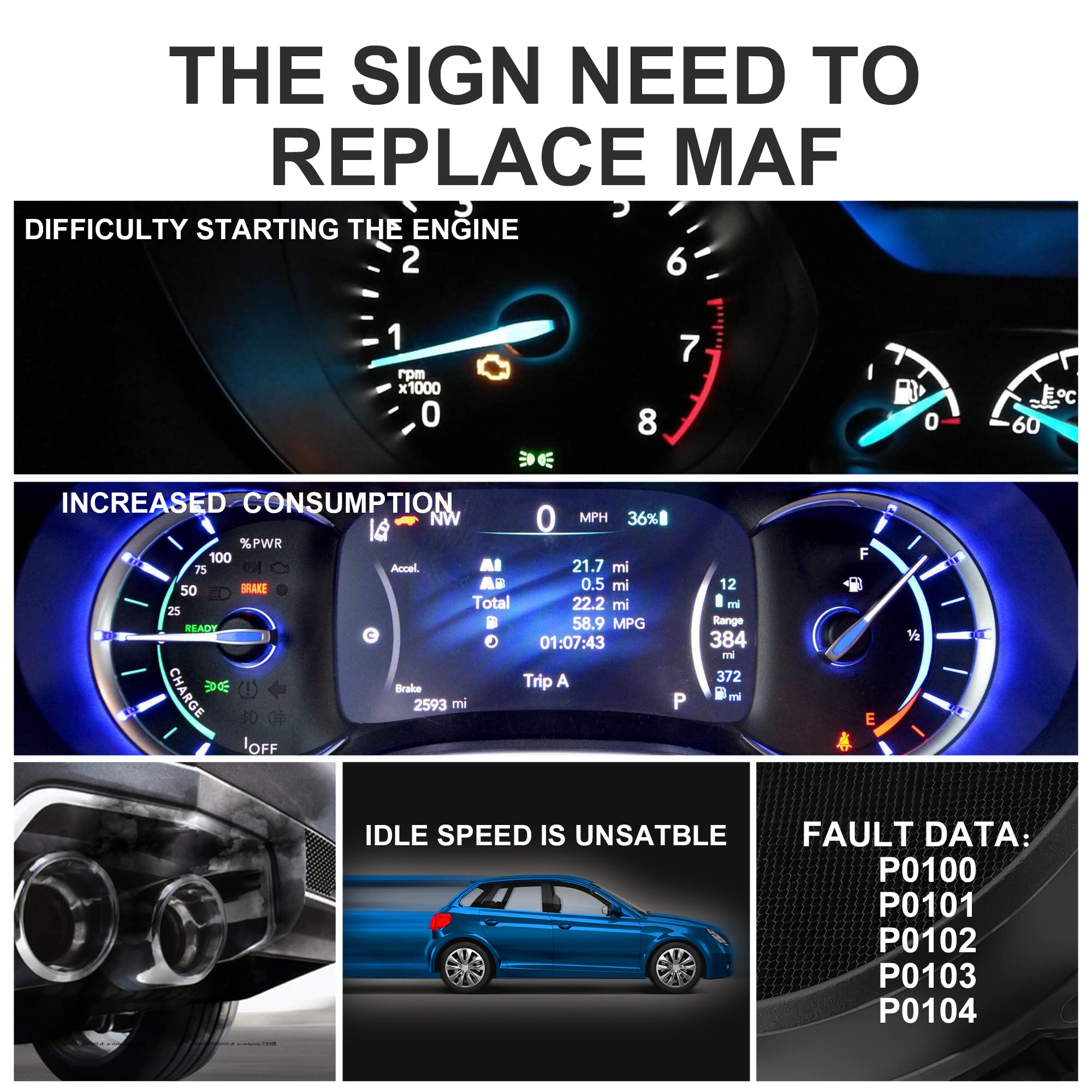 MOSTPLUS F67F12B579BA MAF Mass Air Flow Sensor Compatible for 1996-2001 Ford Aerostar Escort Ranger Taurus Mazda B2300 B2500 B3000 Mecury Sable Tracer
