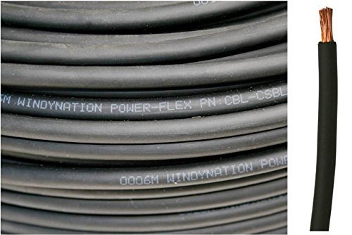 WindyNation 2 AWG 2 Gauge 100 Feet (100 ft) Black Welding & Battery Cable PURE Copper Flexible Wire - Car, RV, Inverter, Solar, Battery by WindyNation