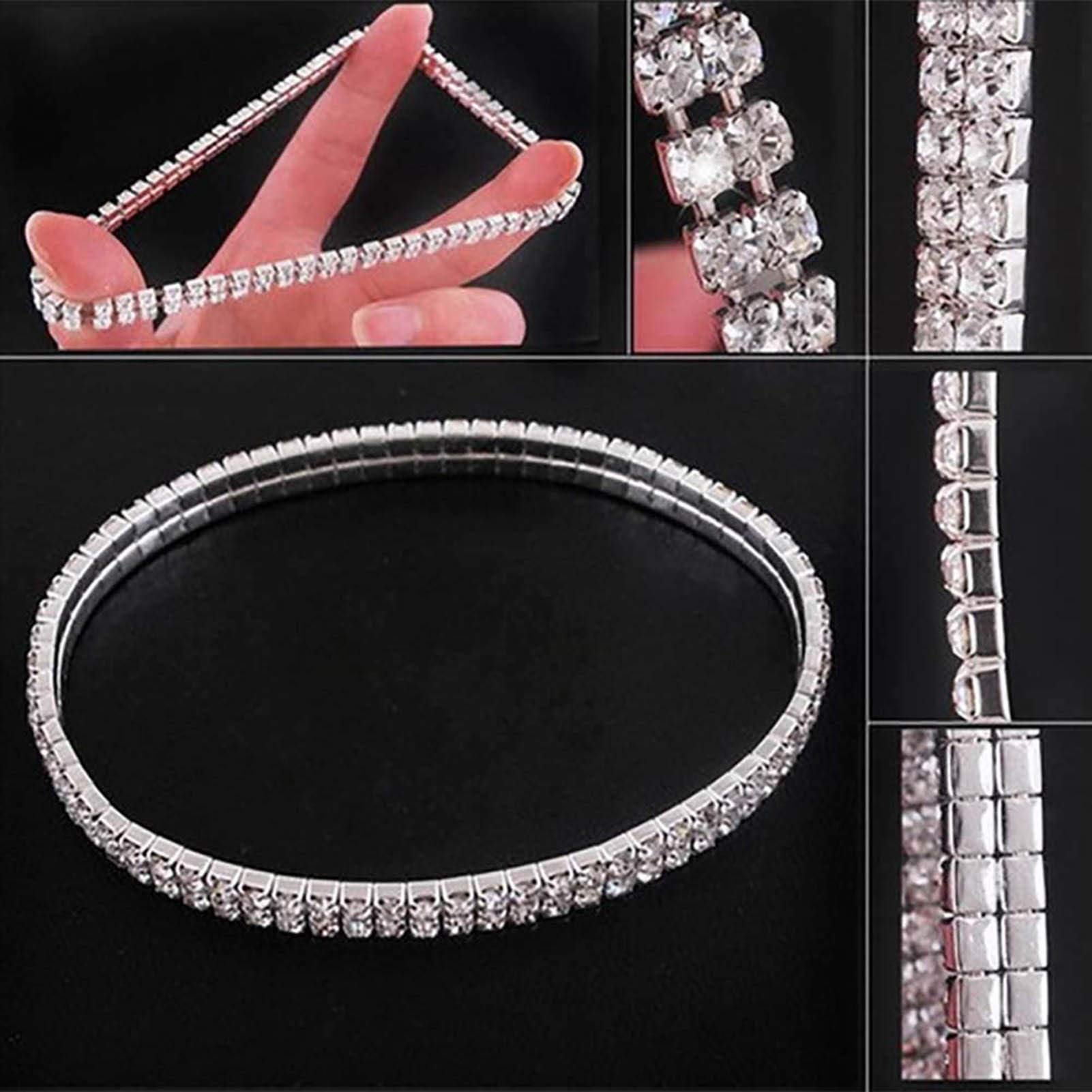 Kucheed 2PCS Twinkle Diamond Anklet Elastic Bling Shining Foot Jewelry Bracelet Bridal Summer Jewelry