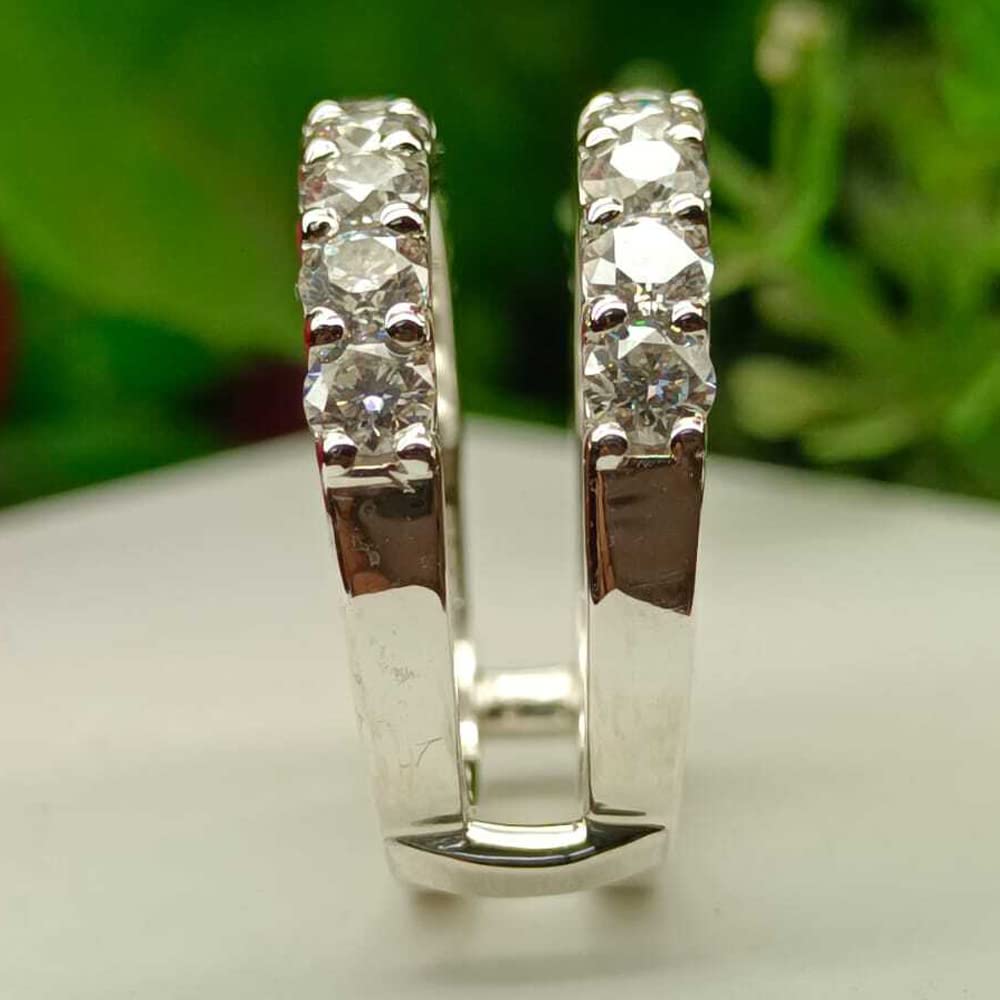 RITZIN Enhancer Round Brilliant Cut White Moissanite Diamond 925 Sterling Silver Ring Guard - 3 MM (6)