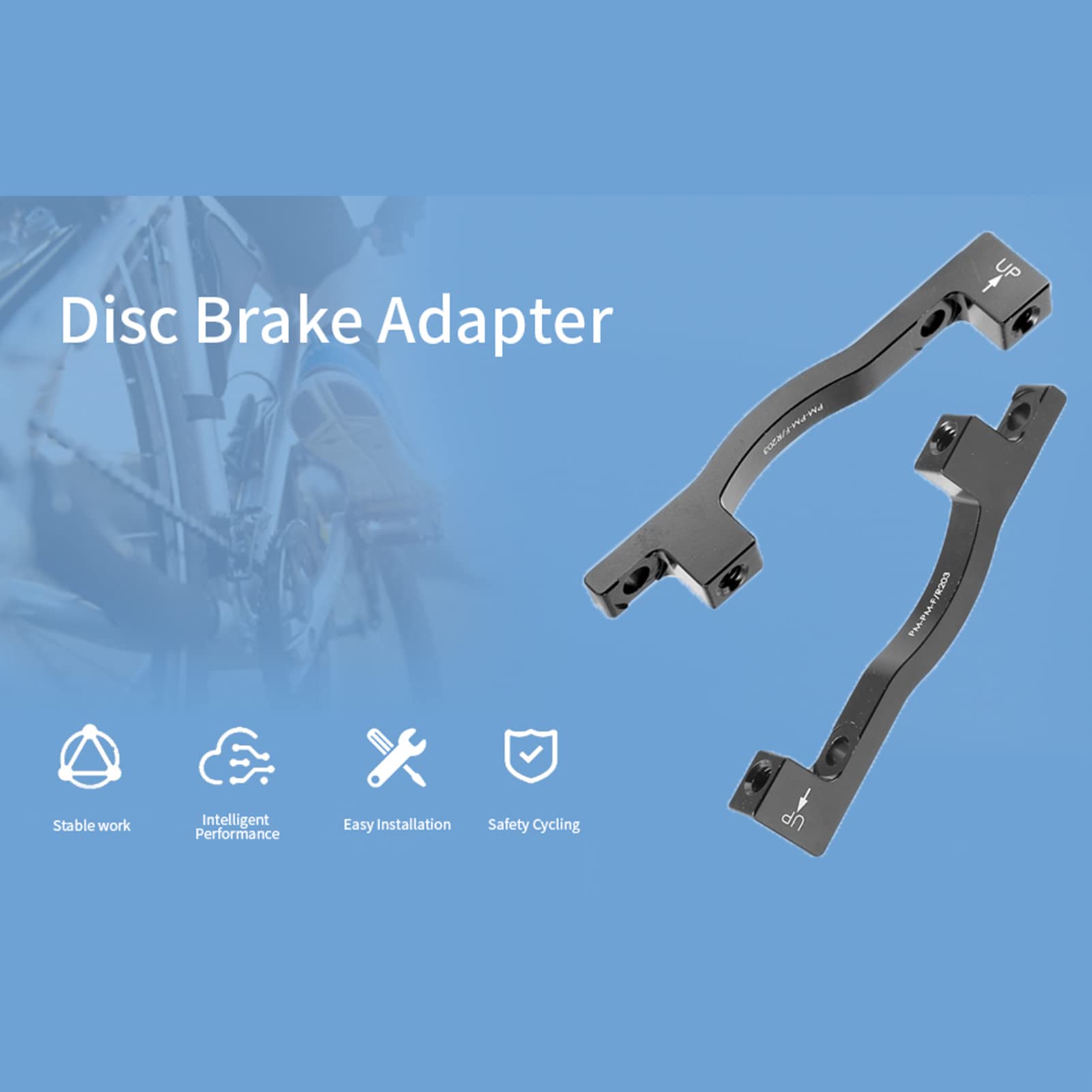 plplaaoo 1pcs Road Bike Disc Brake Mount Adaptor, Aluminium Alloy Black Disc Brake Mount Caliper Adapter, Bicycle Brake Adapter for Front V Brake Caliper PM, Cycling Brake Adaptor Bicycle Disc Bra
