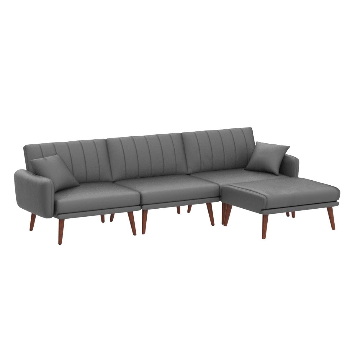 JOMEED 105" Velvet Sectional Sofa Couch for Living Room with Chaise, Modern Convertible L-Shaped Couch Sofa Bed with Adjustable Backrest