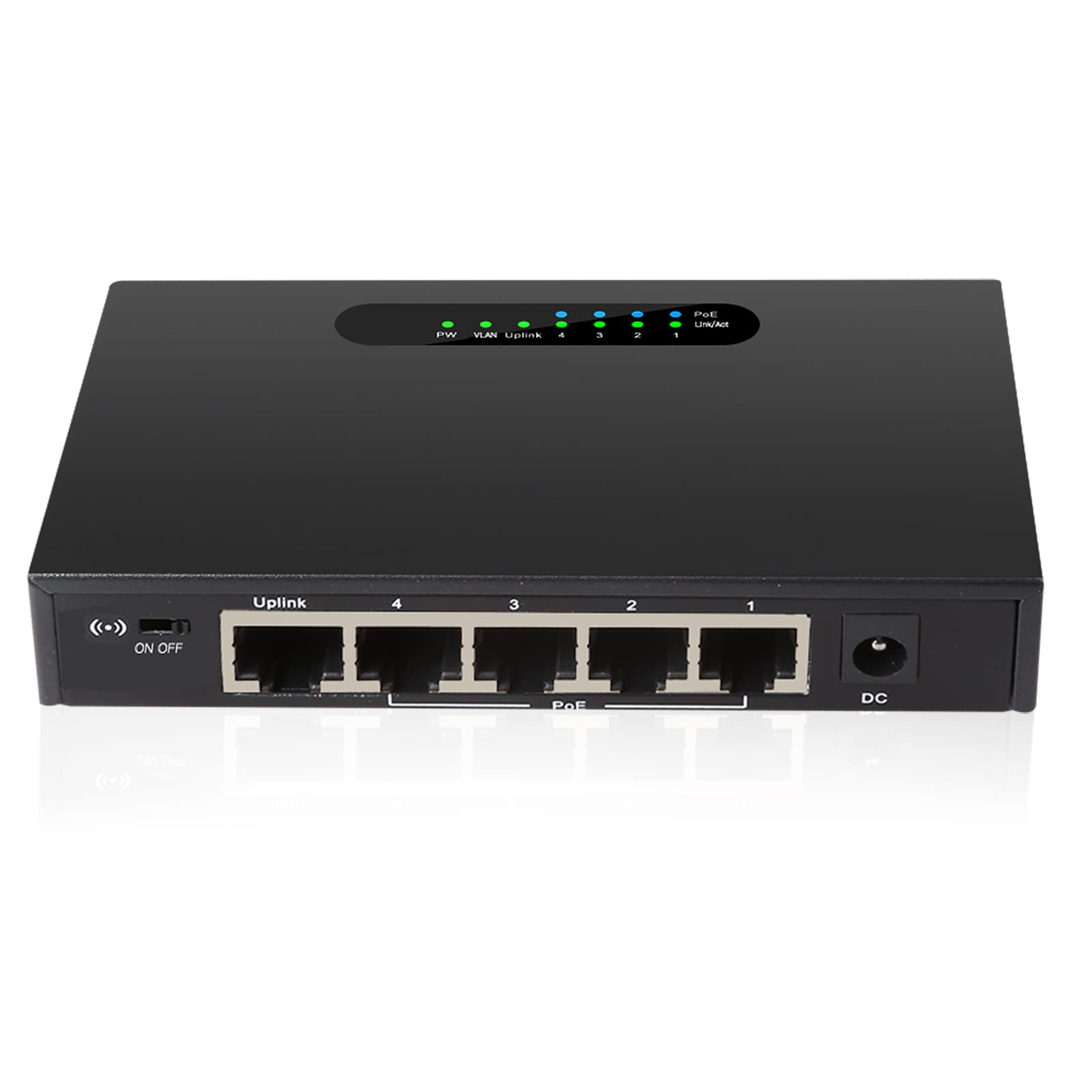 TeinenRon Gigabit POE Switch 5 Port Ethetnet Network Switch Unmanaged Ethernet Spiltter | 4 PoE Port 65W | Plug & Play | Sturdy Metal | Fanless | Limited Lifetime Protection | Traffic Optimization