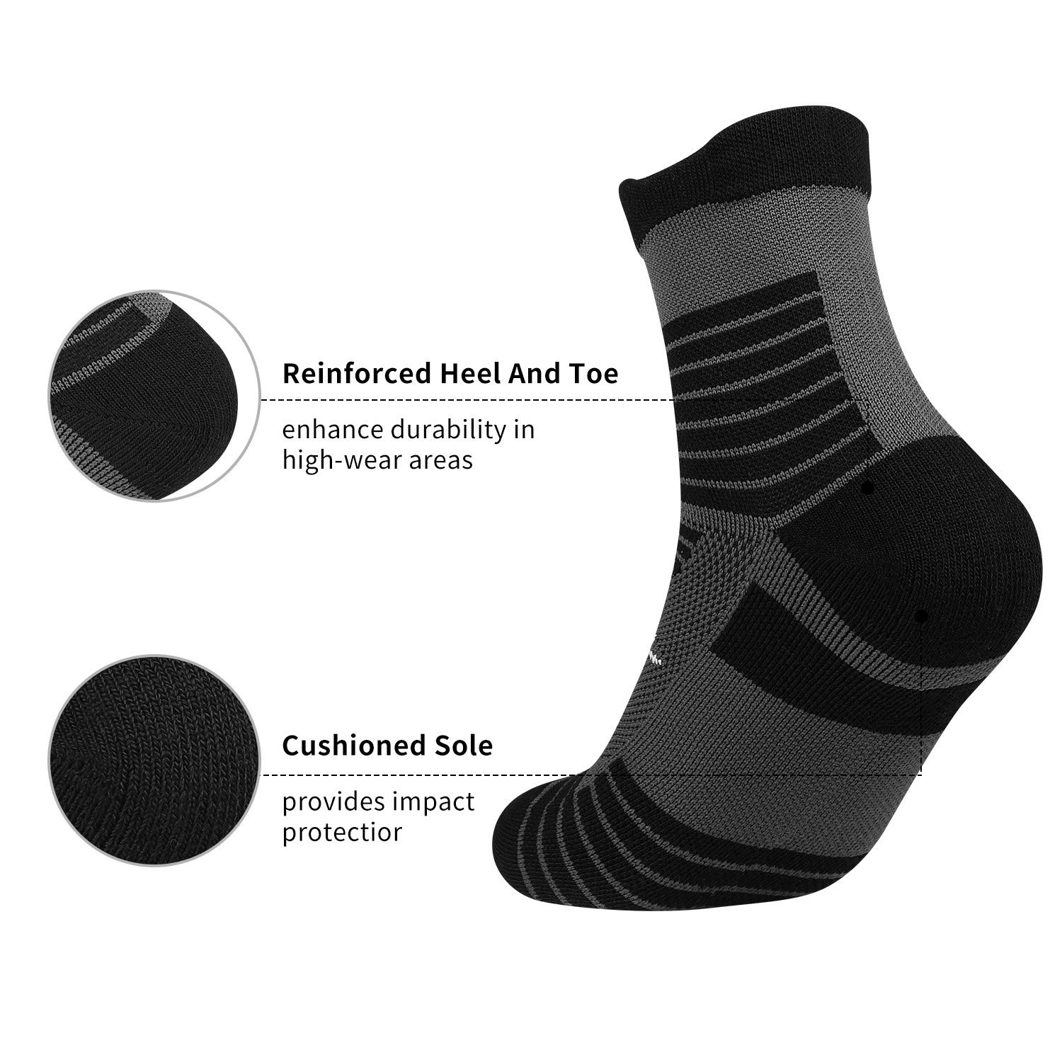 MWUS Women's Athletic Running Socks,6 Pairs Compression Hiking Moisture Wicking Crew Work Socks