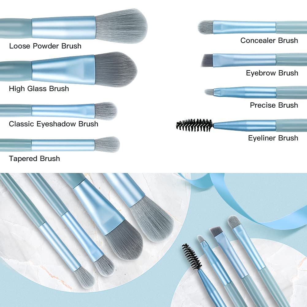 Makeup Brushes,WeChip 8pcs Mini Makeup Brush Set Premium Synthetic Foundation Brush Powder Concealers Brush Eyelash Eye shadow Eyebrow Brush Lip Brush